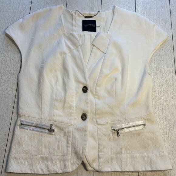 Magaschoni | Tops | Magaschoni Collection White Cap Sleeve Blouse Size ...